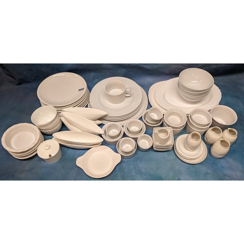 A large quantity of white china kitchenware