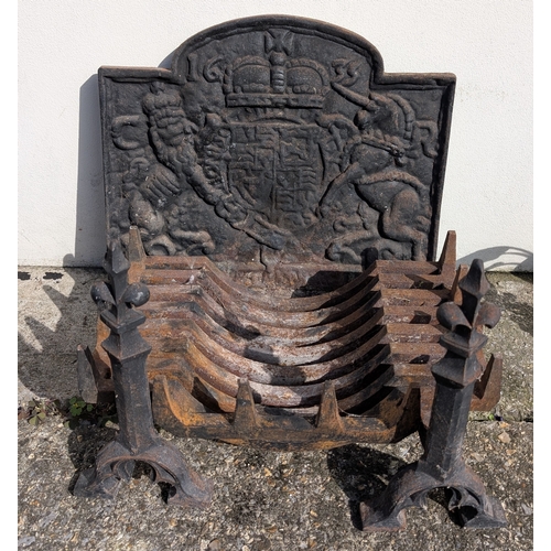 Cast Iron Fire Grate with Back Plate A heavy cast iron fire grate with ...