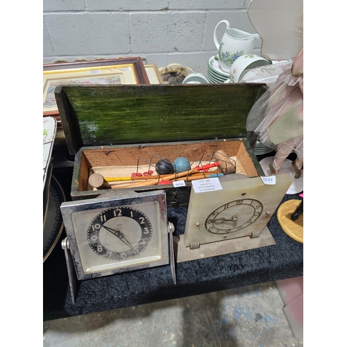 1 X VINTAGE 1950S TABLE CROQUET SET WITH GLEN CLOCK AND FRENCH ...