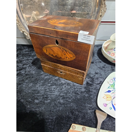 1 X SMALL EDWARDIAN INLAID JEWELLERY BOX WITH OAK SMALL JEWELLERY BOX
