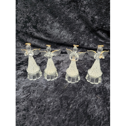 4 x small glass angel figurines