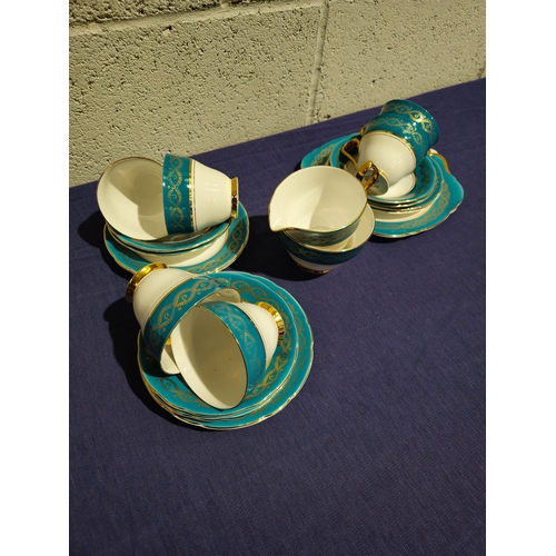 royal windsor tea set blue and gold pattern