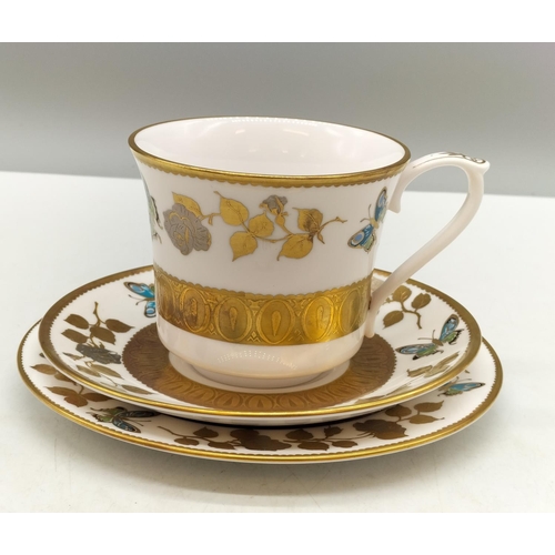 Rare Caverswall China Decorative Trio Set with Gold Gilding.