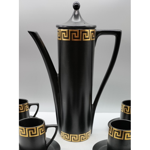 Portmeirion 13 Piece 'Greek Key' Coffee Set. Coffee Set 34cm High.