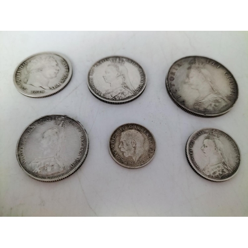 Pre 1920 Silver 925 British Coins to include George III Bull Head Shilling.