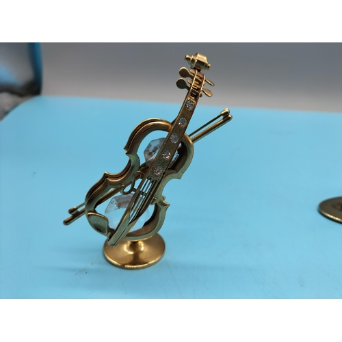 Austrian Crystal & 24k Gold Plated Models of a Cello and Church ...