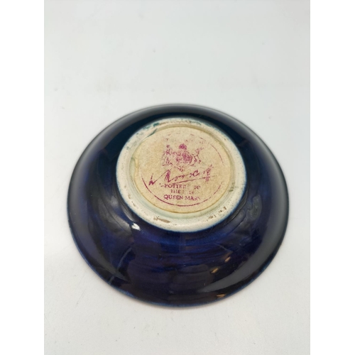 Small Moorcroft Pin Dish in the 'Anemone on Blue' Design. 8cm Diameter.