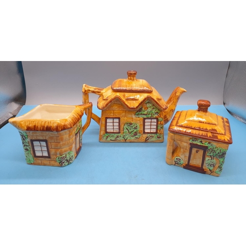 Crown Clarence 3 Piece Cottage Ware Tea Set to Incl. Teapot, Milk Jug ...