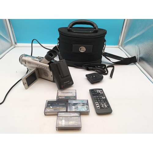 Panasonic NV-DS15 Camcorder in Case with Charger and Tapes.