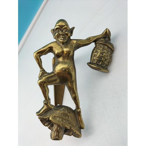 Brass 'Cornish Pixie' Door Knocker. 14cmHigh, 10cm x 10cm.