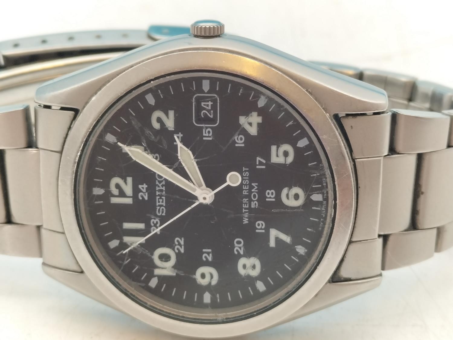 Vintage Seiko Military Quartz Gents Watch. Model 7N42-8070. Requires ...
