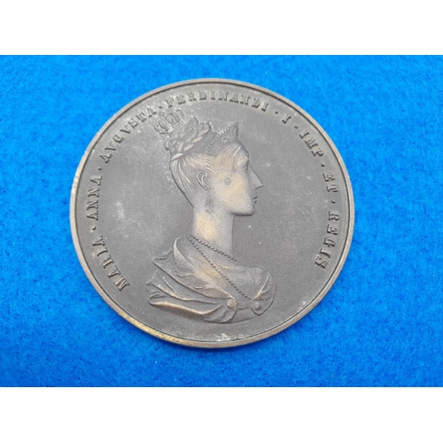 Austria 1836 Maria Anna Augusta Coronation in Prague Medal. 75mm Diameter.