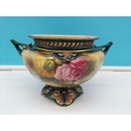 Royal Worcester Hand Painted Twin Handled Pierced Rim Small Rose Bowl ...