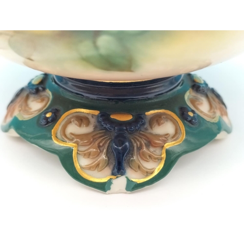 Royal Worcester Hand Painted Twin Handled Pierced Rim Small Rose Bowl ...