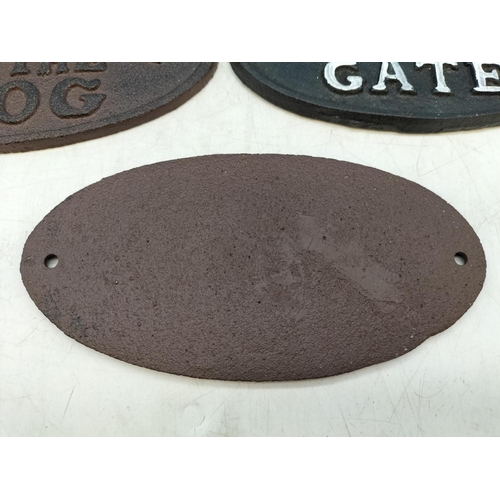 Cast Metal Gate/Door Signs (5). 17cm x 9cm.