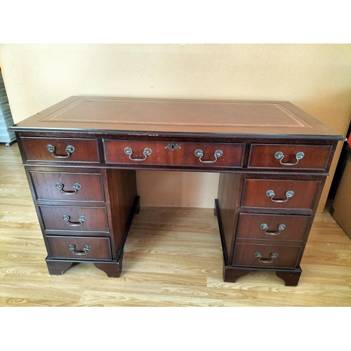 Mahogany Leather Top Double Pedestal Office Desk. 70cm High, 120cm x ...