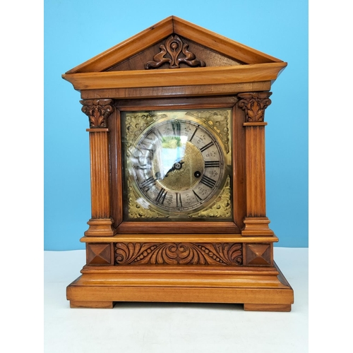 Wood Cased Mantel Clock with Hamburg American Clock Company Mechanism ...