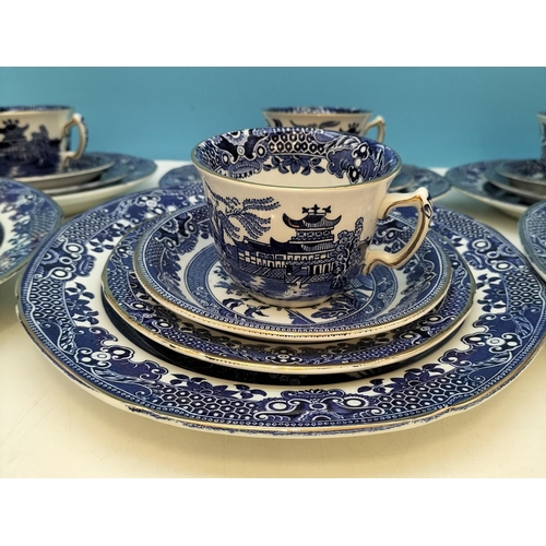 24 Pieces of Burleigh Ware 'Willow' Pattern to include Trios (6) and ...