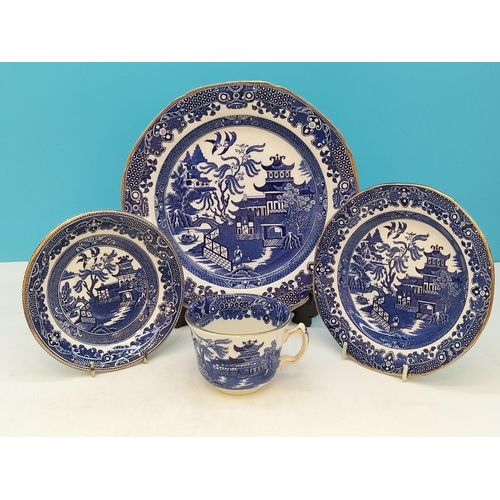24 Pieces of Burleigh Ware 'Willow' Pattern to include Trios (6) and ...