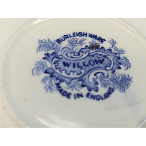 24 Pieces of Burleigh Ware 'Willow' Pattern to include Trios (6) and ...