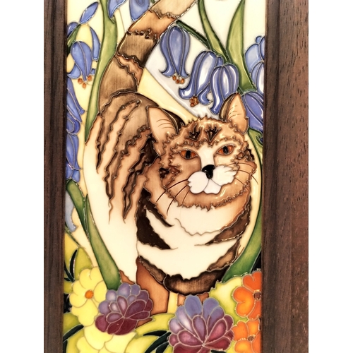 Boxed 2011 Moorcroft Rectangular Framed Tile Picture "Cat In A Cottage ...