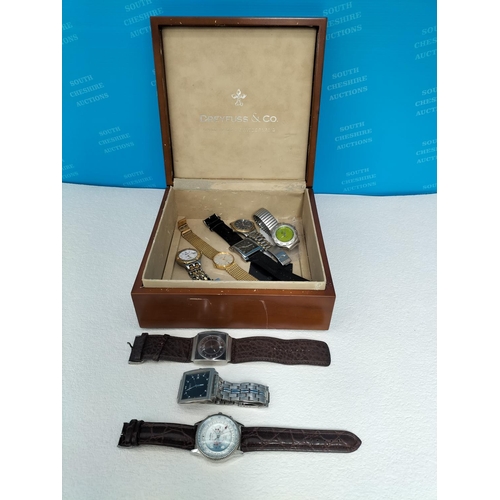 Hinged Lid Wooden Jewellery Box containing Assorted Watches toinclude ...