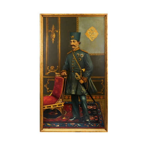 A LIFE-SIZE OIL ON CANVAS PORTRAIT OF NASSER AL-DIN SHAH QAJARA grand ...