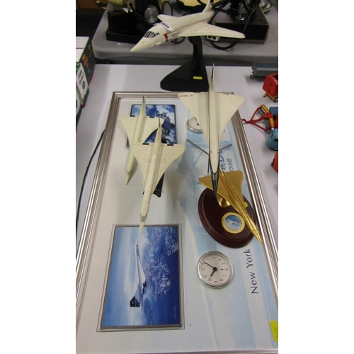 CONCORDE, 5 various concorde models; G-BOAF, G-BOAC, etc, one on wooden ...