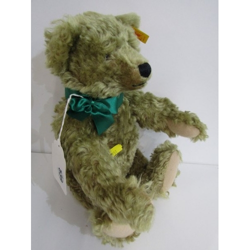 STEIFF TEDDY BEAR, Golden plush Steiff teddy bear with green ribbon ...