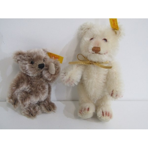 STEIFF TEDDIES, white plush Steiff teddy bear with gold ribbon ...