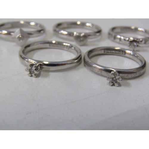 SILVER & DIAMOND RINGS, collection of 5 silver and diamond rings ...