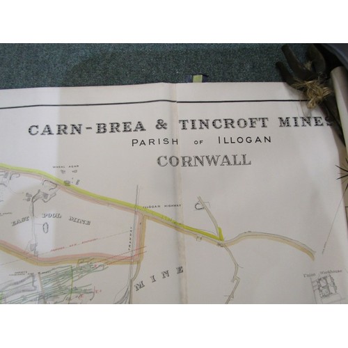 CORNISH MINING MAPS, vintage map of Carn-Brea Tin Croft Mine, together ...