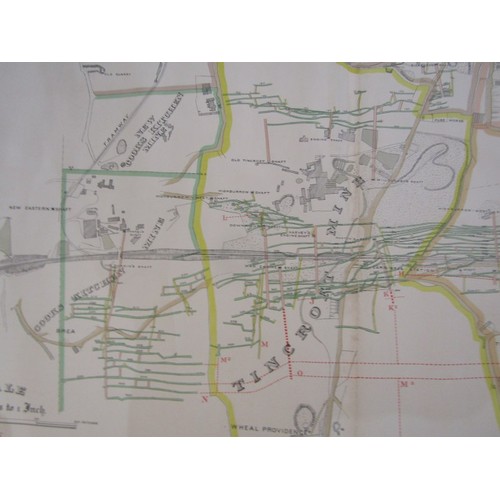 CORNISH MINING MAPS, vintage map of Carn-Brea Tin Croft Mine, together ...
