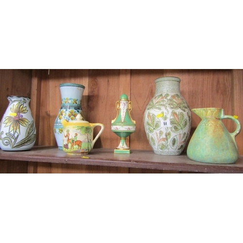 DENBY VASE, a Denby 'Glynn College' vase, 28cm height, 2 Gouda pottery ...