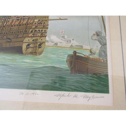 MARITIME LITHOGRAPH, Richard Mark Myers "The Mary Rose off Southsea Castle", a signed limited editio