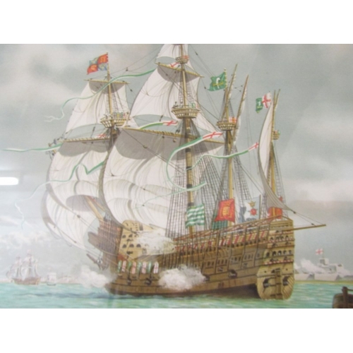 MARITIME LITHOGRAPH, Richard Mark Myers "The Mary Rose off Southsea Castle", a signed limited editio