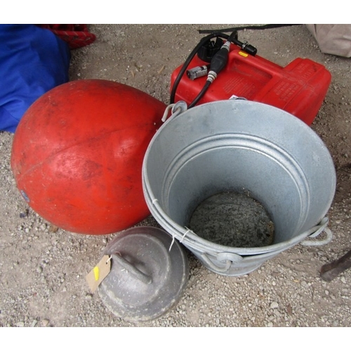 BOATING EQUIPMENT, marine fuel tank with hose, buoy, galvanised bucket ...