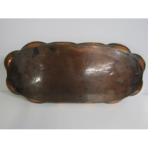 CORNISH COPPER TRAY, a Cornish copper tray with lobed rim, engraved ...