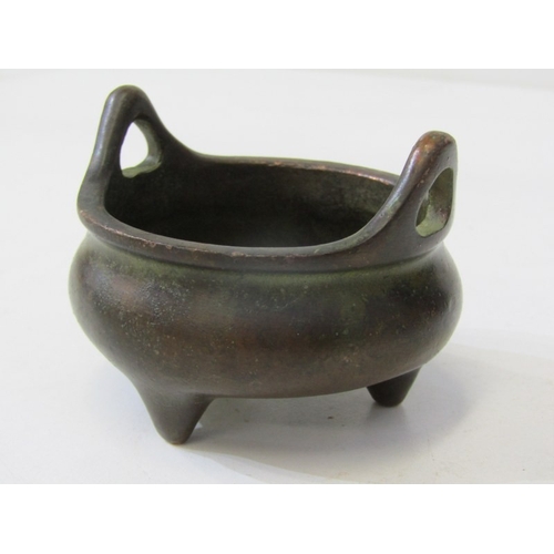 CHINESE BRONZE CENSER, a Chinese small pattinated bronze censer (or ...