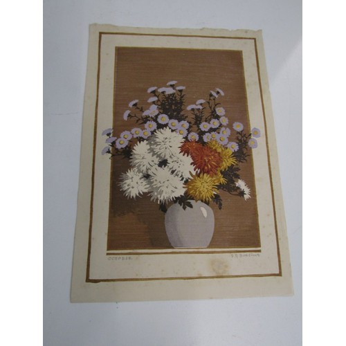 SYLVAN G. BOXSIUS, pencil signed colour wood cut "October", 26cm x 16cm