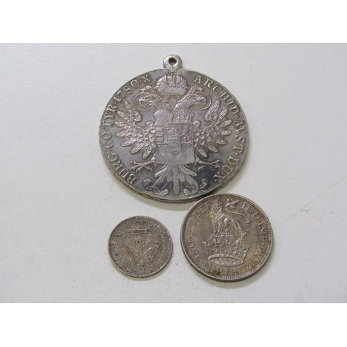 1780 Maria Theresia silver Thaler with mount, pre-1947 shilling ...
