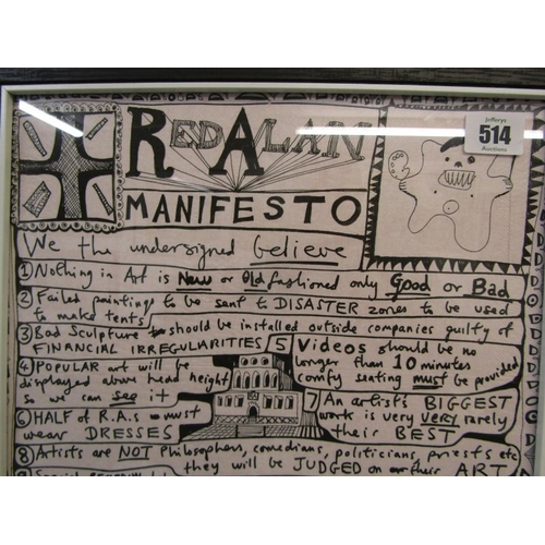 SIR GRAYSON PERRY, "RED ALAN MANIFESTO", a comical print drawing ...