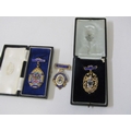 VINTAGE SILVER GILT & ENAMEL MAYOR BADGES, 2 boxed silver gilt & enamel ...