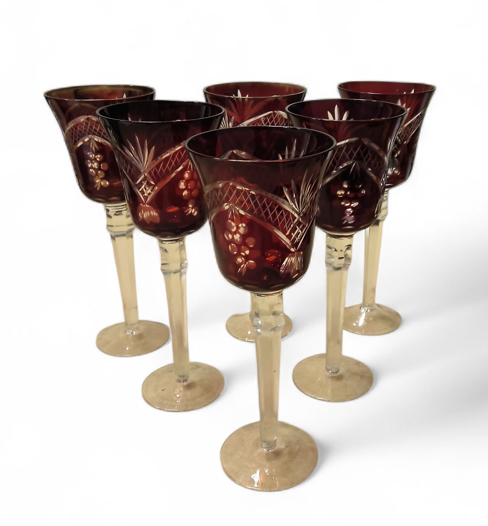 A Set of Six Ruby Glasses,