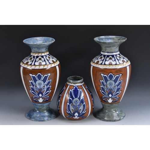 A pair of Bursley Ware Wood's Baghdad pattern baluster vases, designed ...
