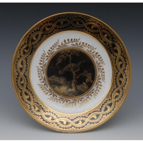 Major Pares Mourning Service - a Derby plate, the centre decorated by ...