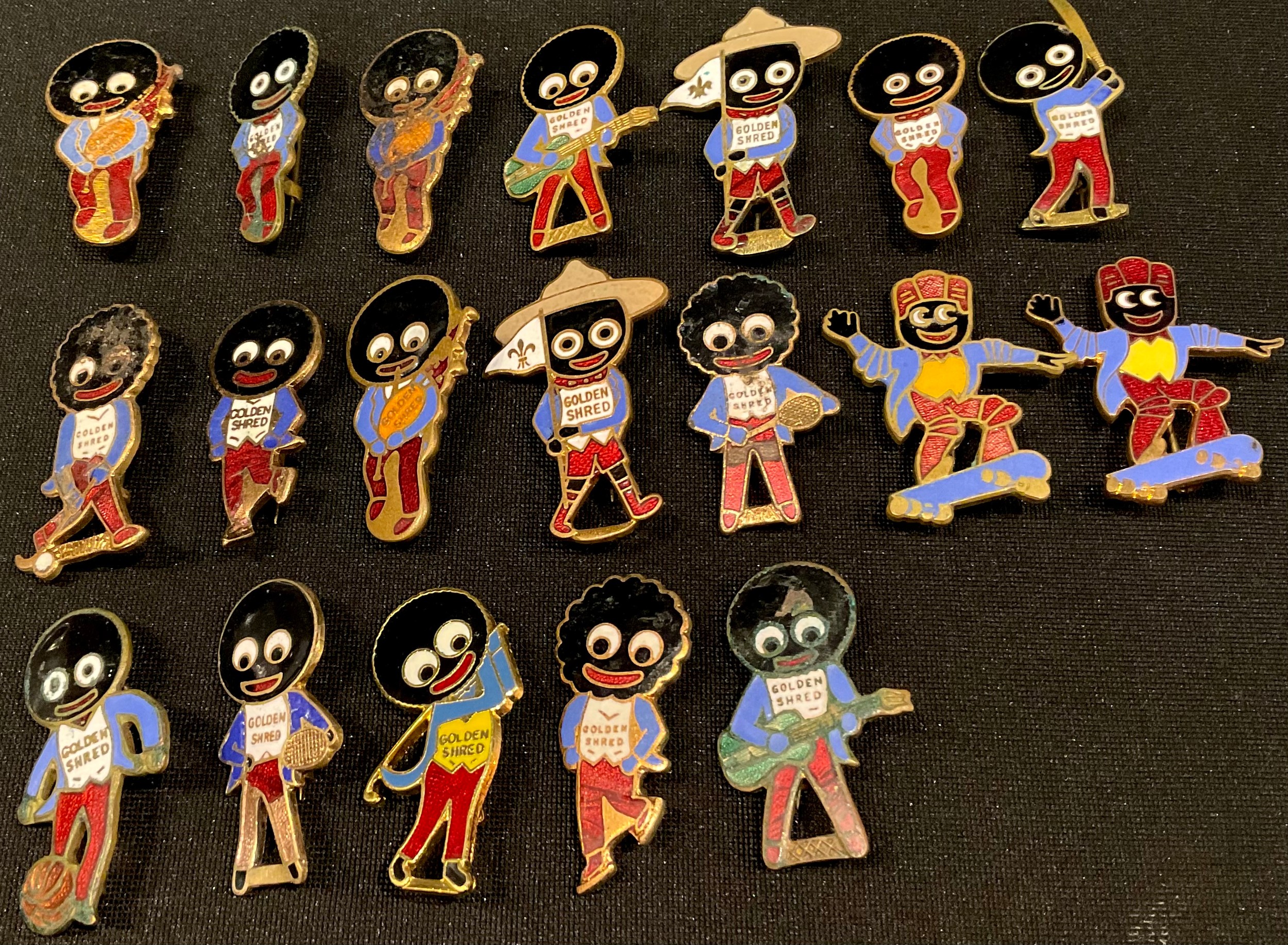 Advertising - a collection of nineteen Golden Shred enamel pin badges