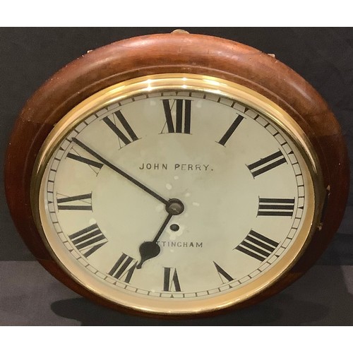 A Victorian mahogany school or station clock, fusee movement, John ...