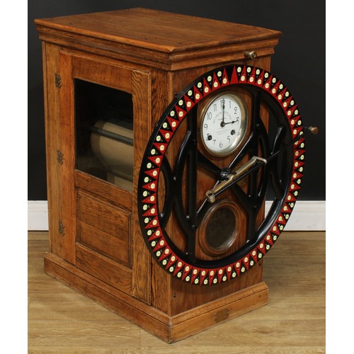 An early 20th century American oak 100 employee industrial dial ...