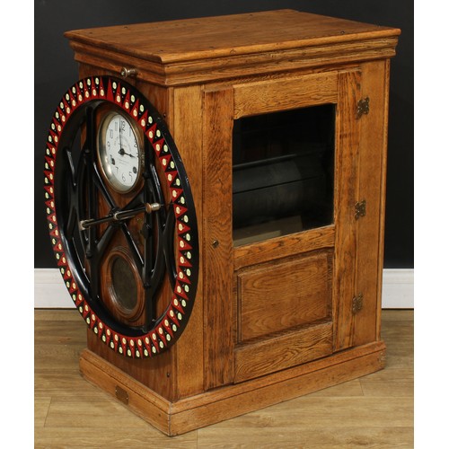 An early 20th century American oak 100 employee industrial dial ...